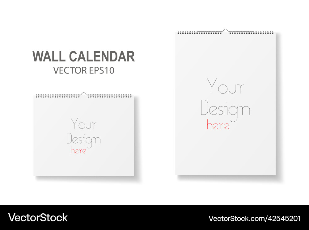 3d realistic paper wall spiral calendar set Vector Image
