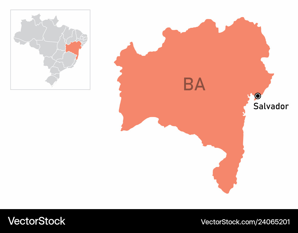 Bahia state map Royalty Free Vector Image - VectorStock