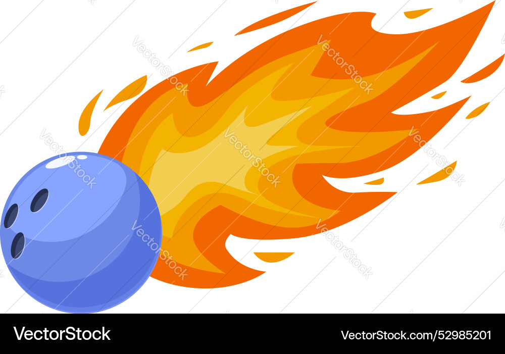 Bowling ball leaving a trail of fire burning Vector Image
