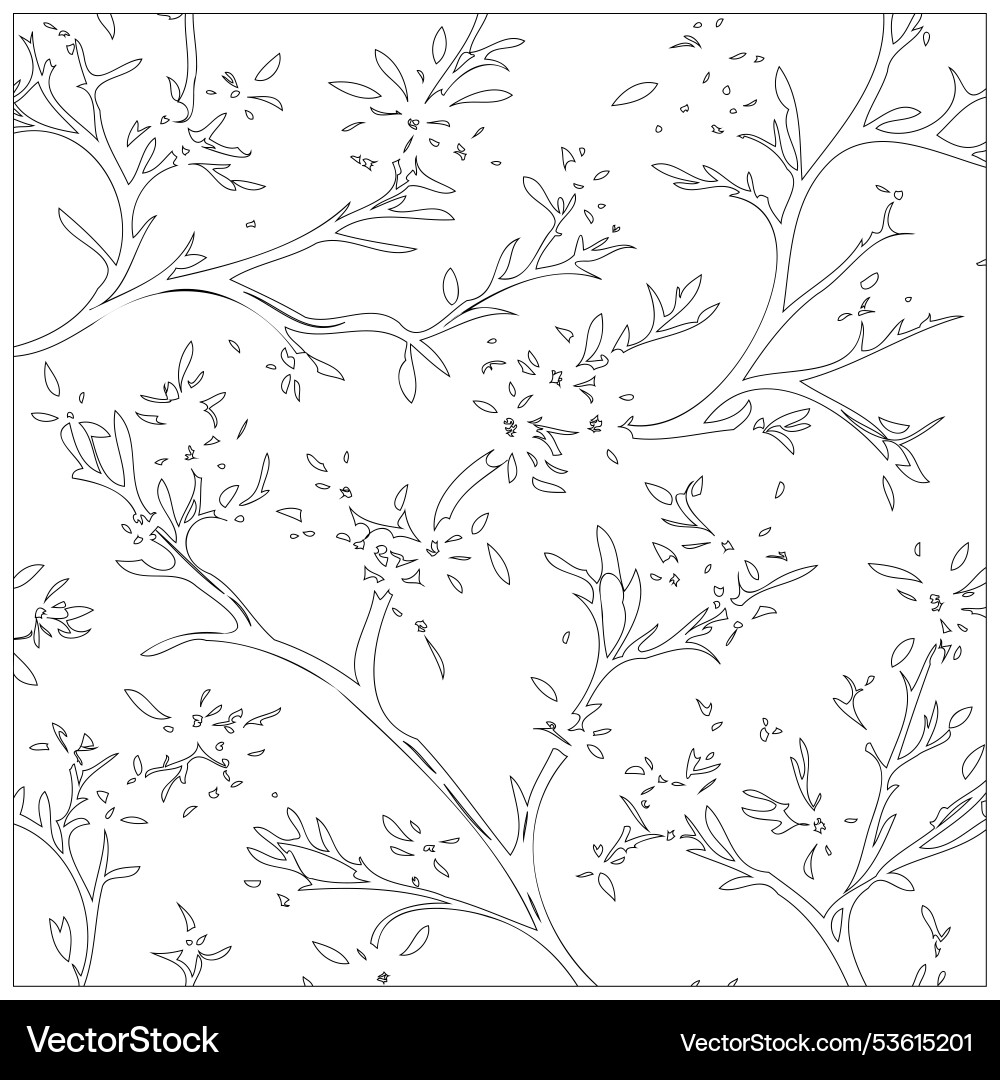 Cherry blossom flower pattern outline sketch Vector Image