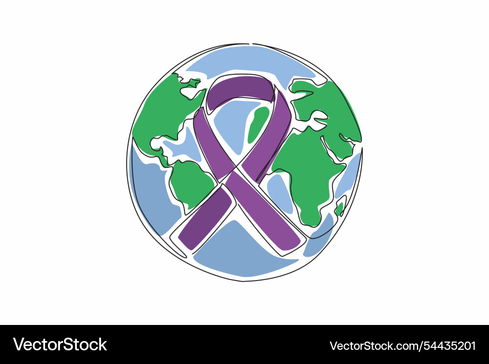 Continuous one line drawing ribbon forming cancer Vector Image
