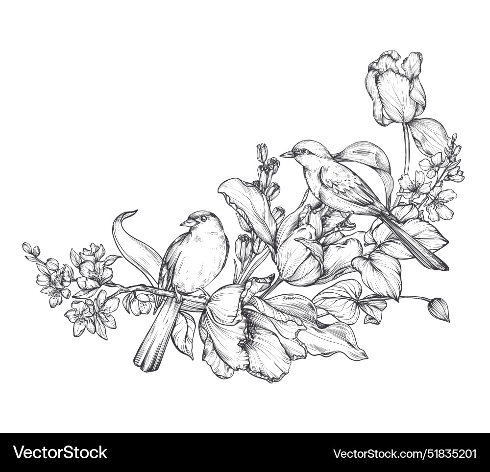 Elegant Floral Spring Sketch Royalty Free Vector Image