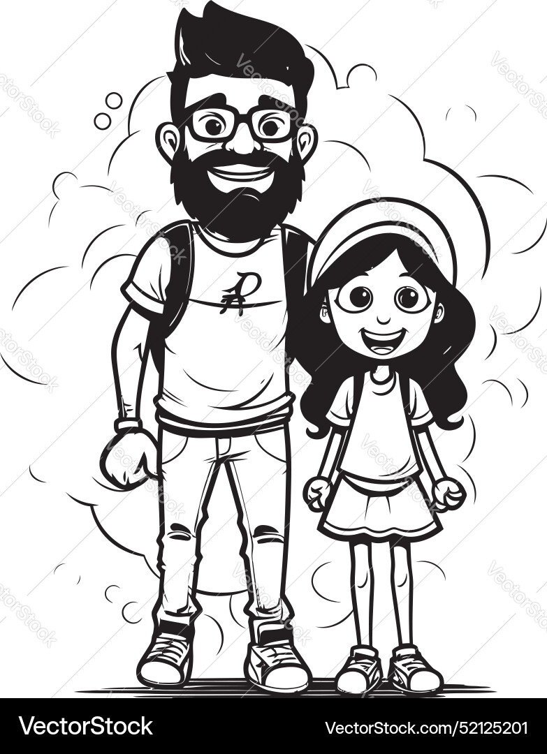 Playful parenthood father daughter iconic design Vector Image