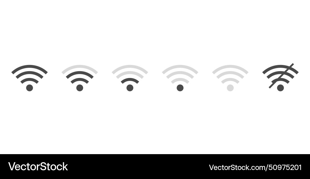 Signal strength wifi icon set collection wireless Vector Image