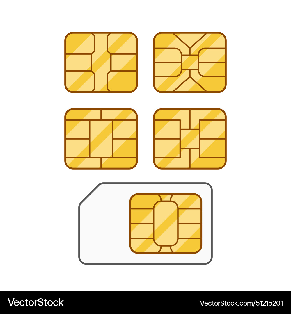 Simcards graphic set featuring various styles Vector Image