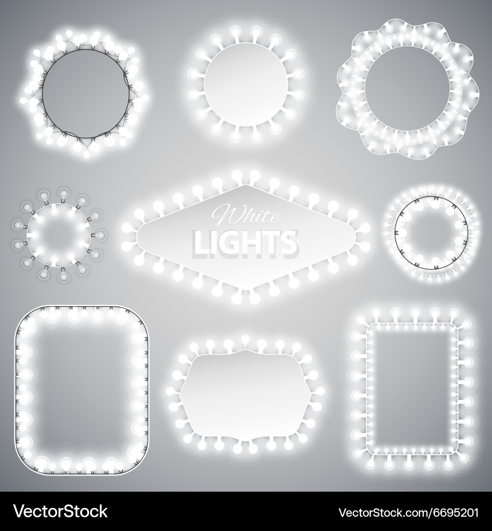 White christmas lights frames Royalty Free Vector Image