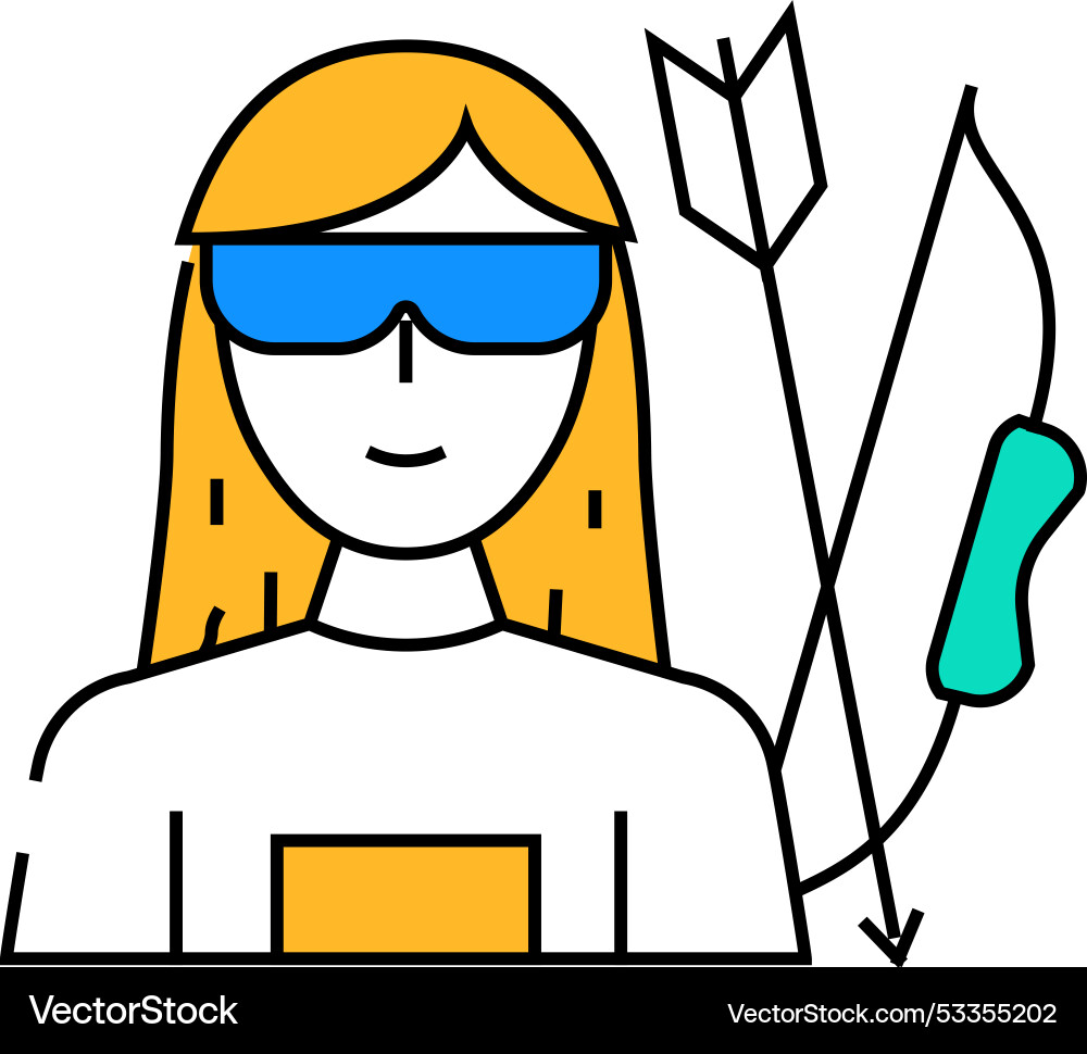 Archery female sport icon color Royalty Free Vector Image