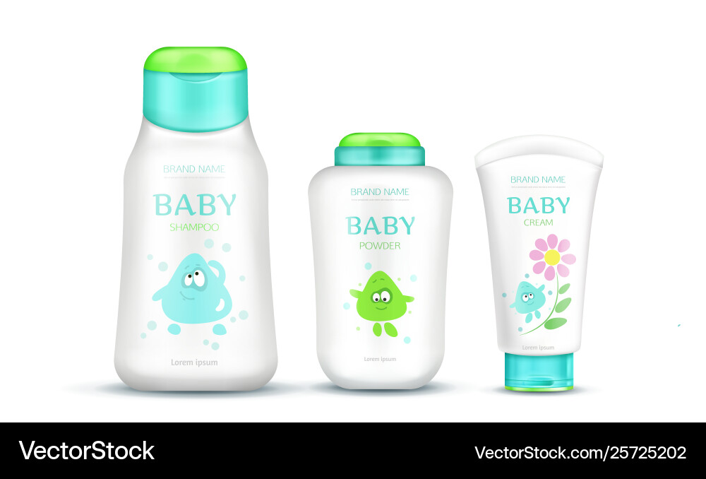 Baby cosmetics package set with kids design Vector Image