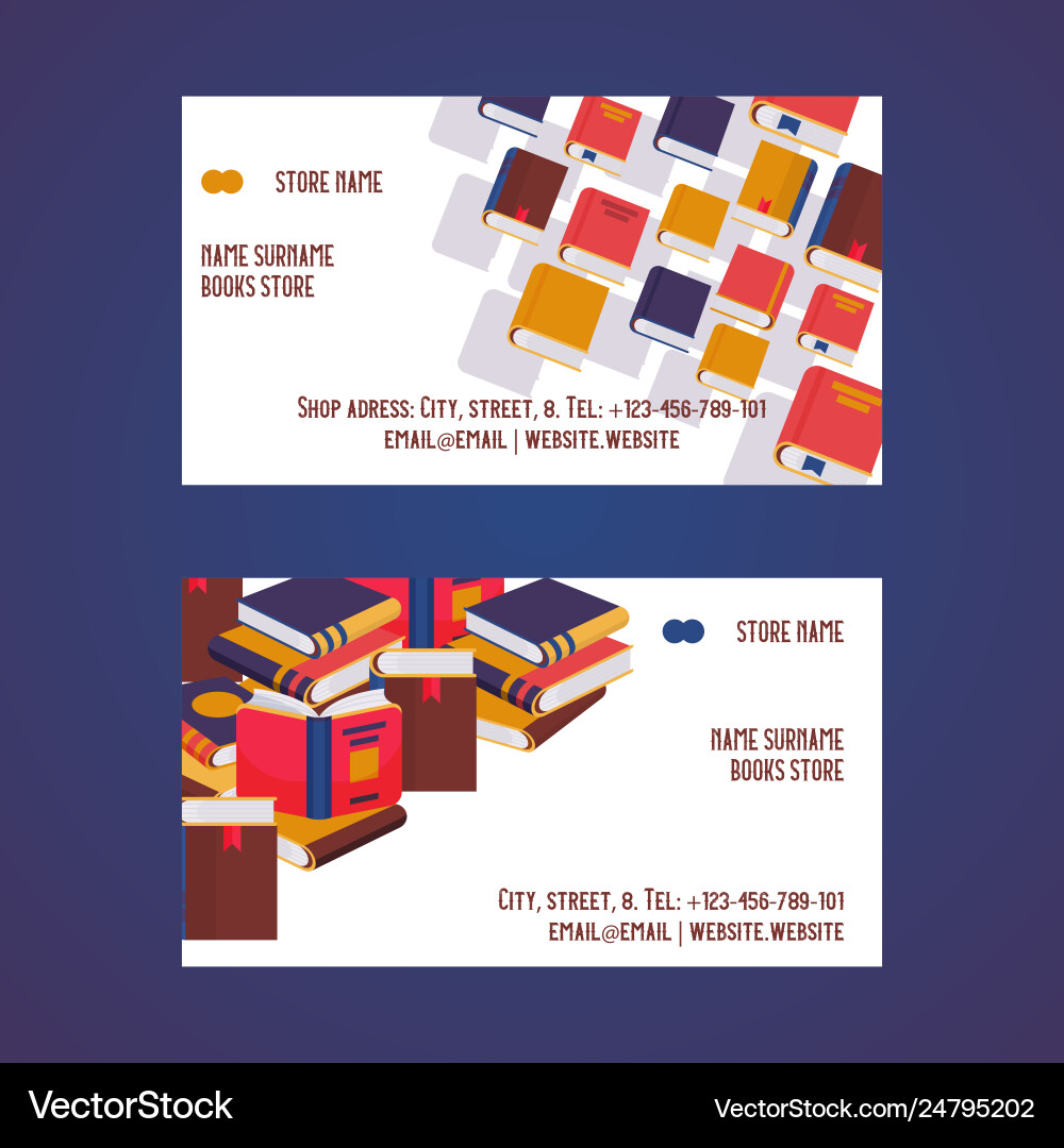 Book store set business cards Royalty Free Vector Image