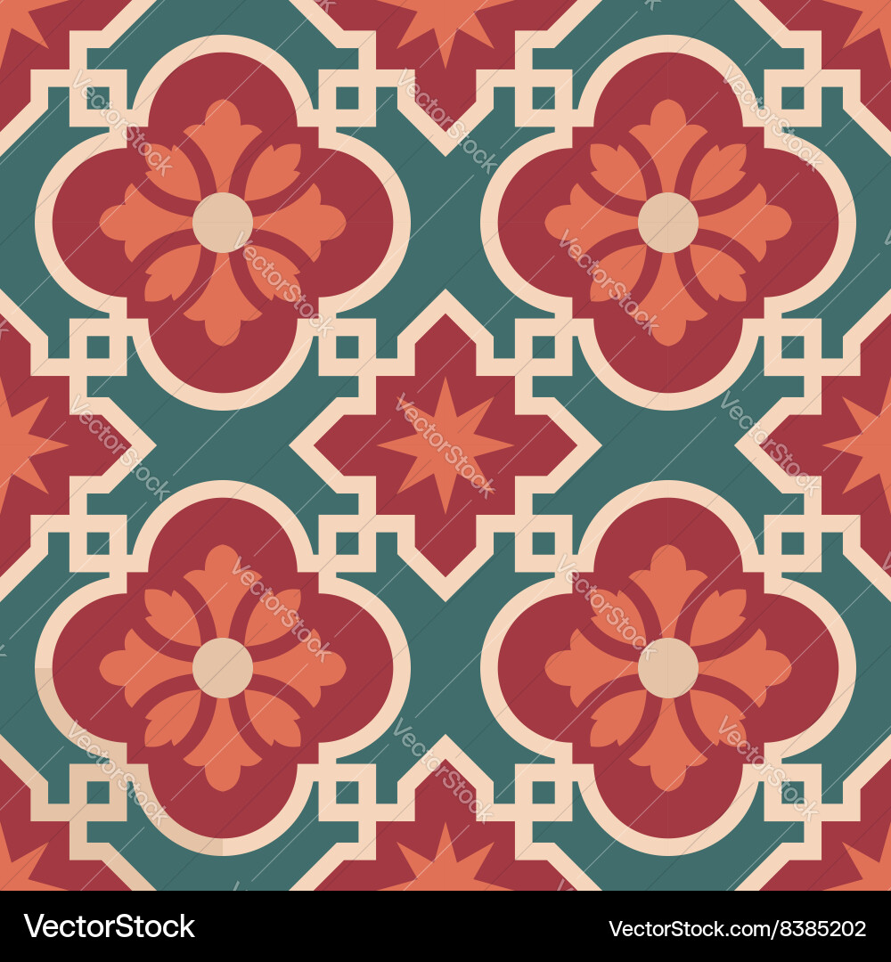 Ceramic moroccan mosaic tile pattern with flower Vector Image