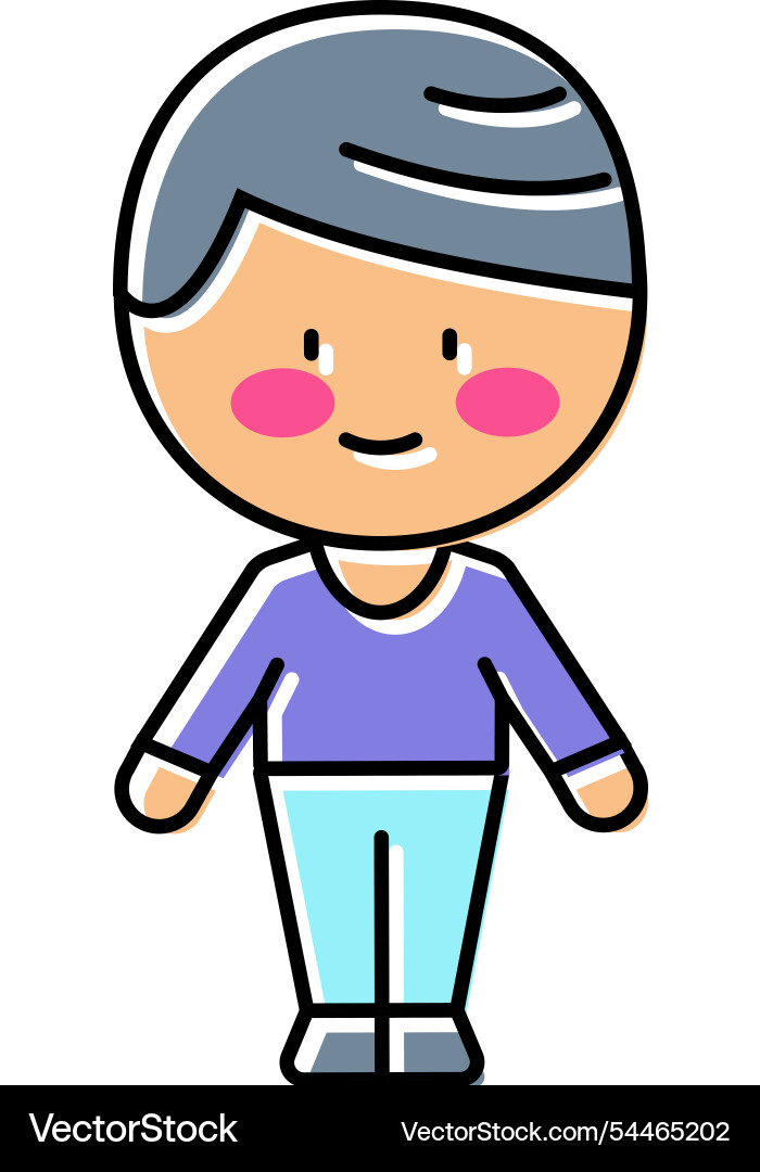 Chibi character boy color icon Royalty Free Vector Image