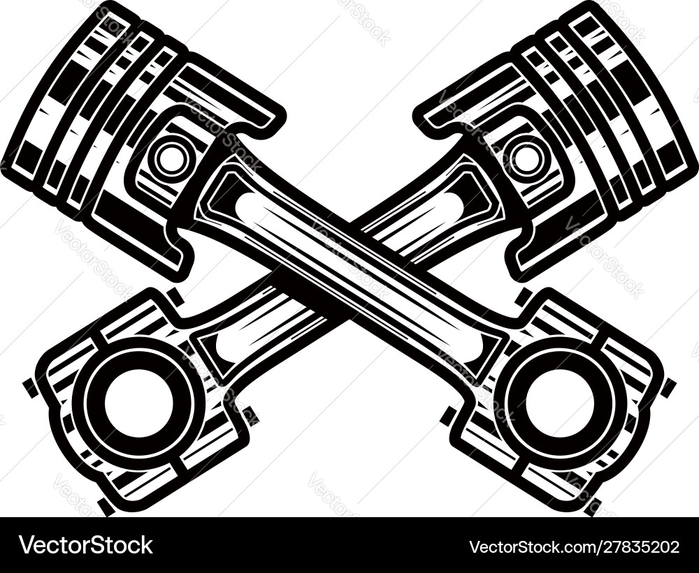 Crossed motorcycle pistons design element Vector Image