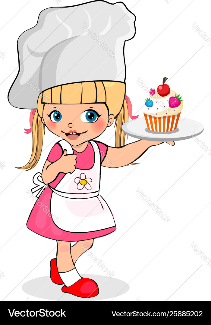 Cute Girl Baker with Cupcake Royalty Free Vector Image