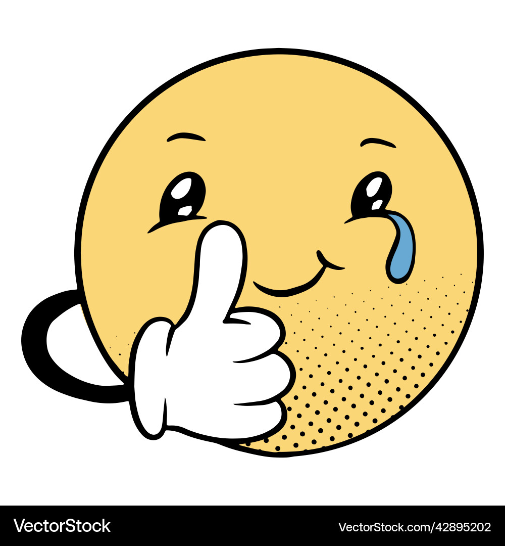 Hiding sadness emoji high quality Royalty Free Vector Image