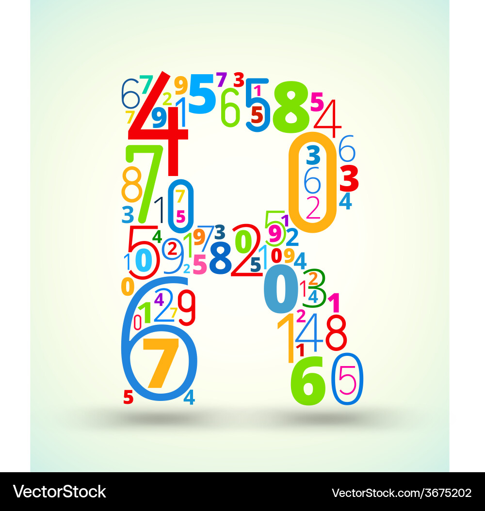 Letter r colored font from numbers Royalty Free Vector Image