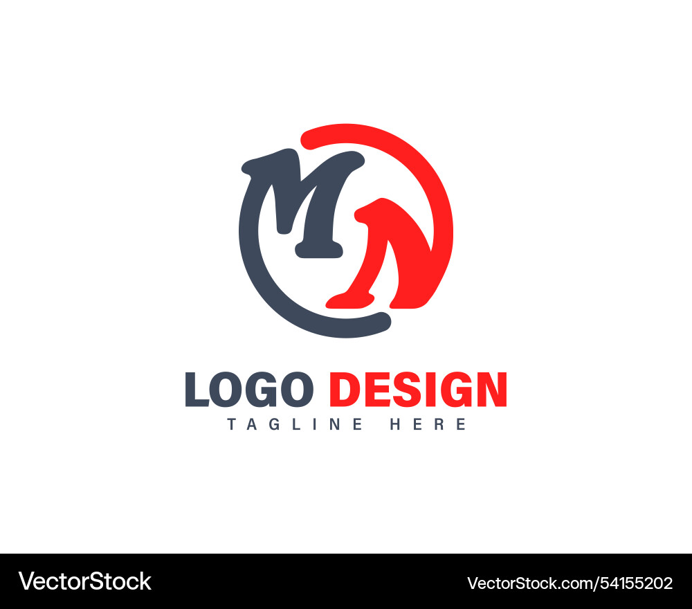Monogram round style mn nm letters logo design Vector Image