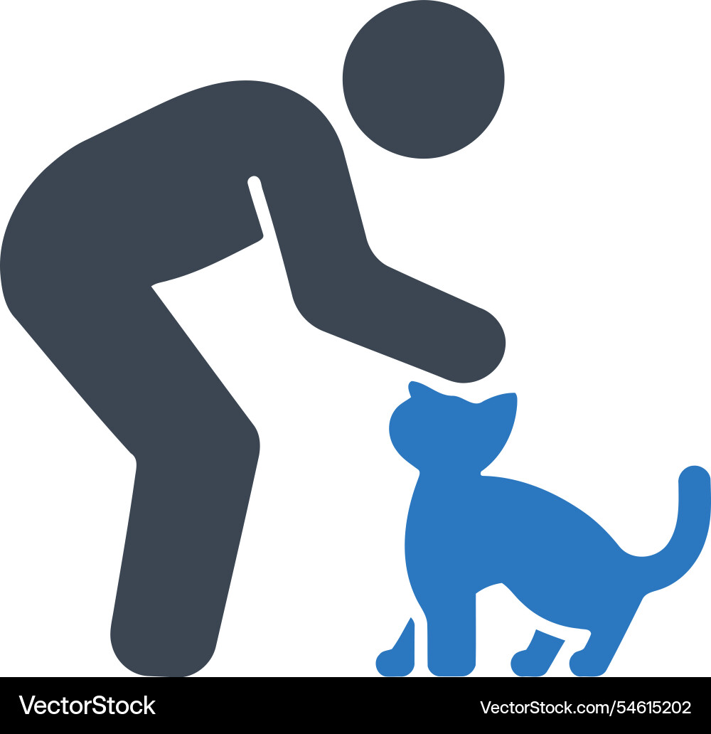 Person petting cat icon Royalty Free Vector Image