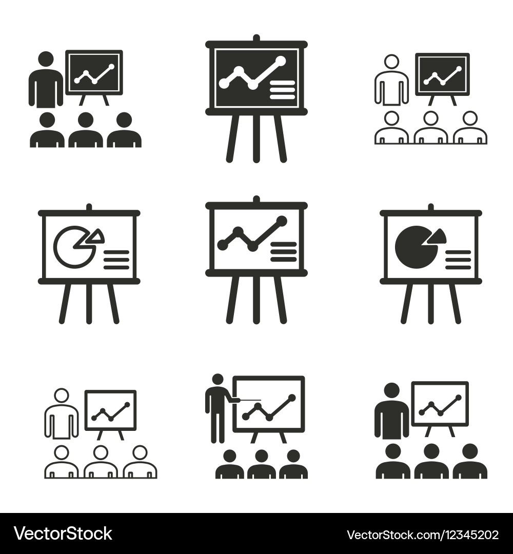 Presentation icon set Royalty Free Vector Image