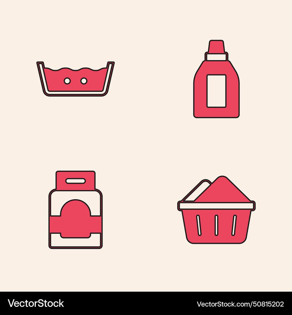 Set basin with soap suds temperature wash bottle Vector Image