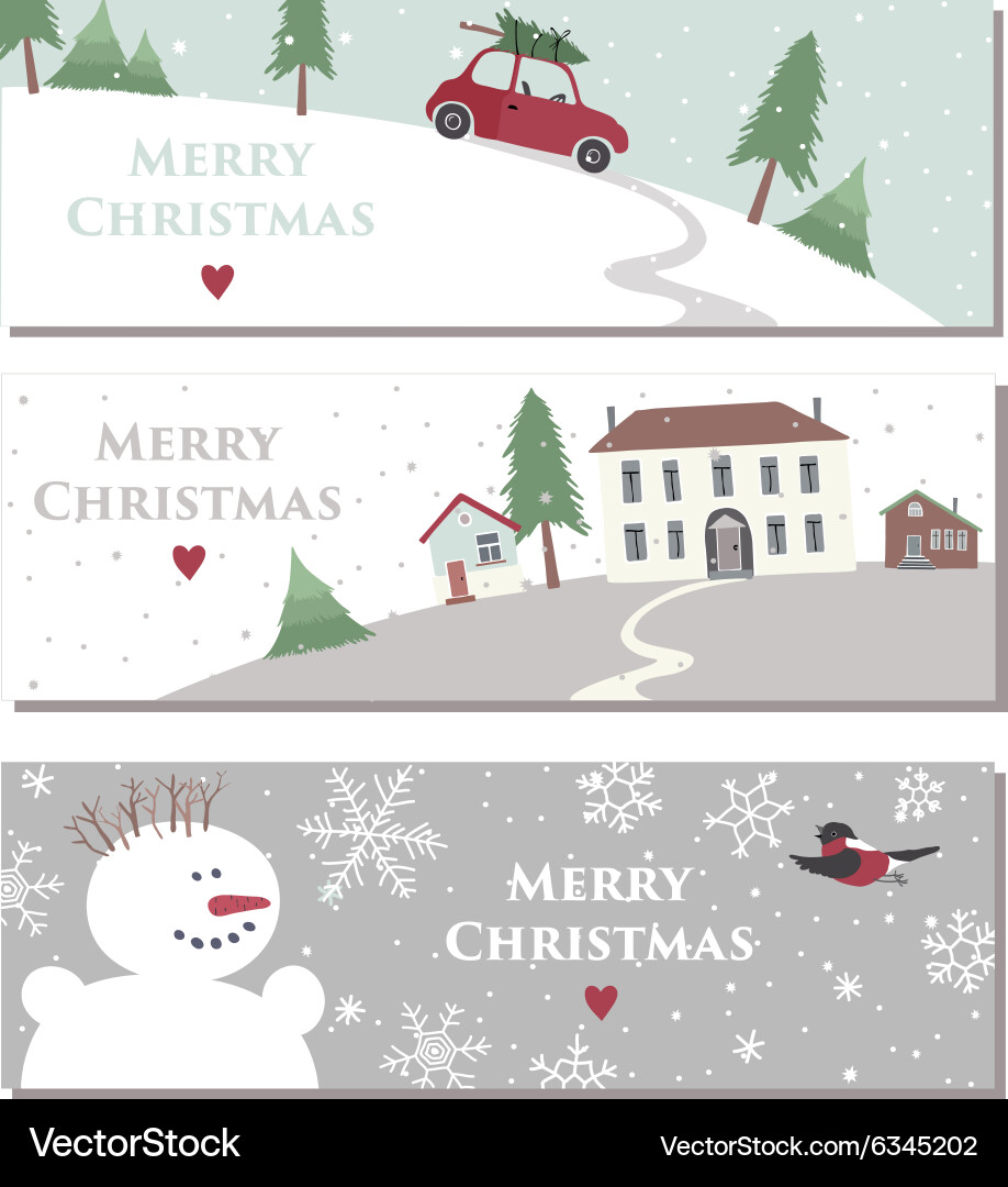 Set of three website horizontal winter banners Vector Image