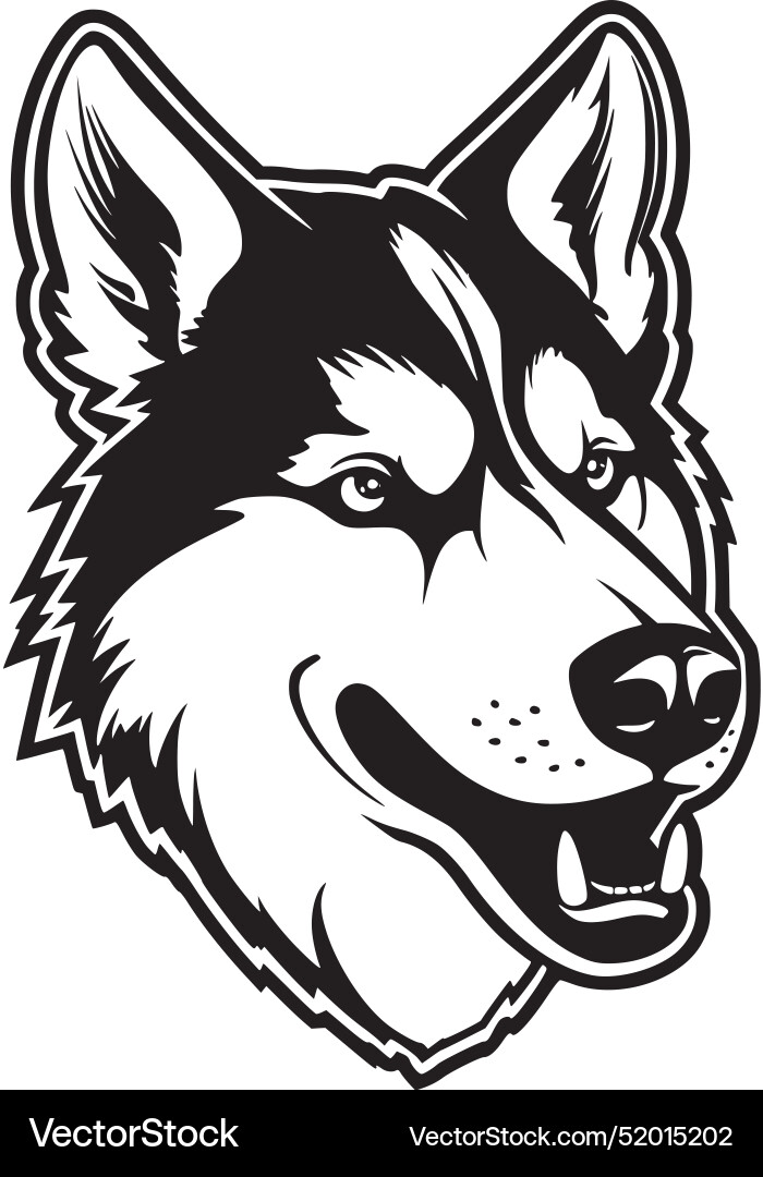 Siberian husky - black and white Royalty Free Vector Image