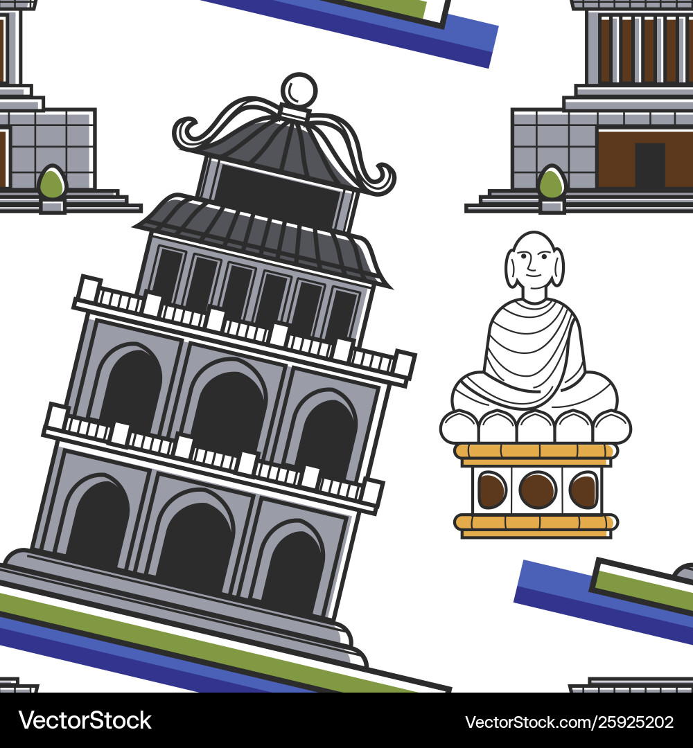 Vietnamese architecture building and buddha statue