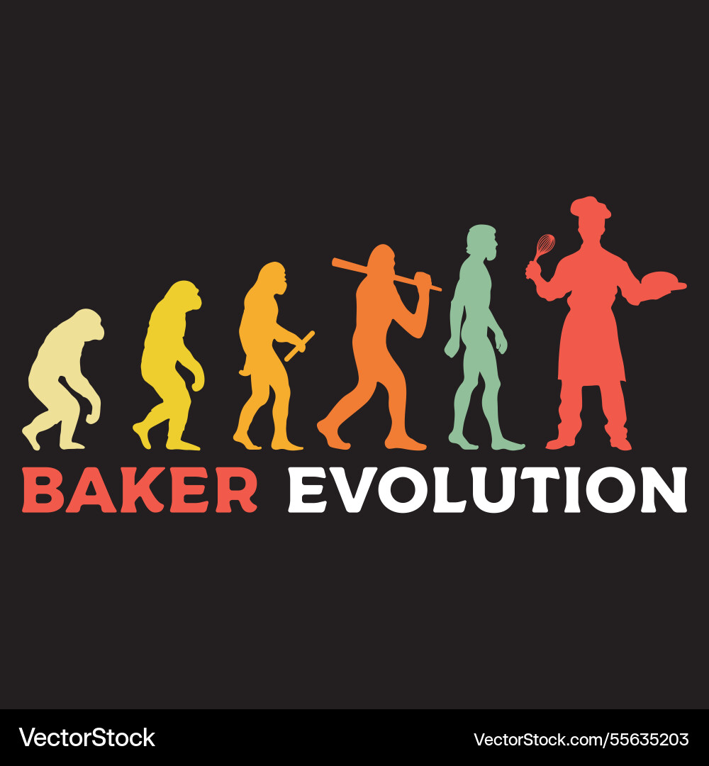 Baker evolution t-shirt design Royalty Free Vector Image