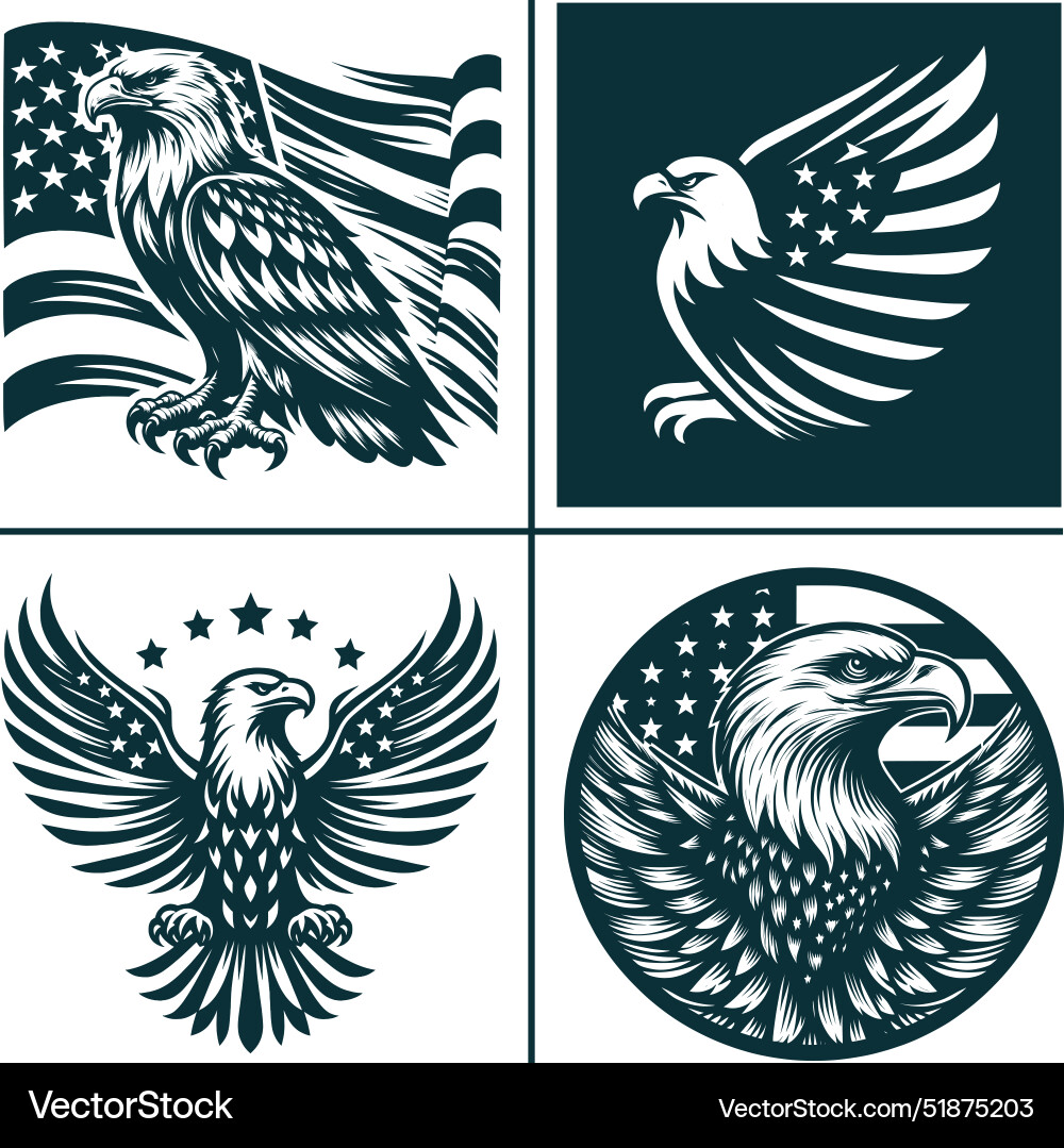 Eagle with flag silhouette filesoutline ea Vector Image