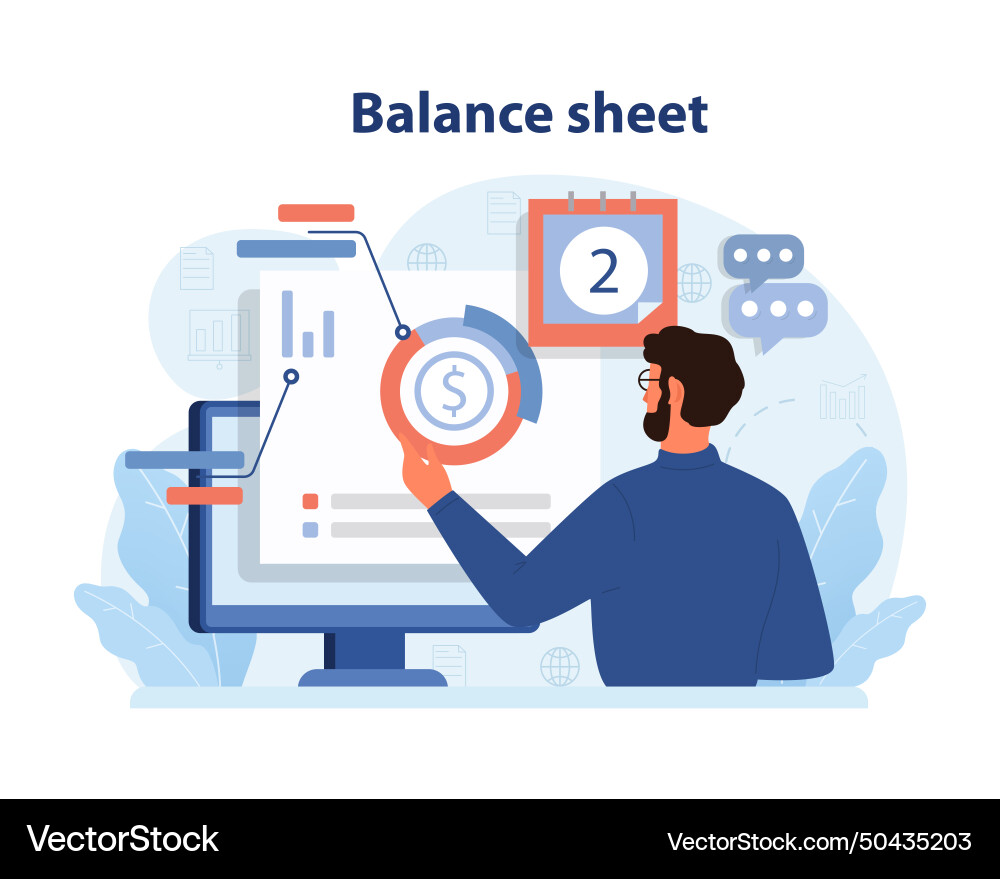 Financial expert analyzing a detailed balance Vector Image