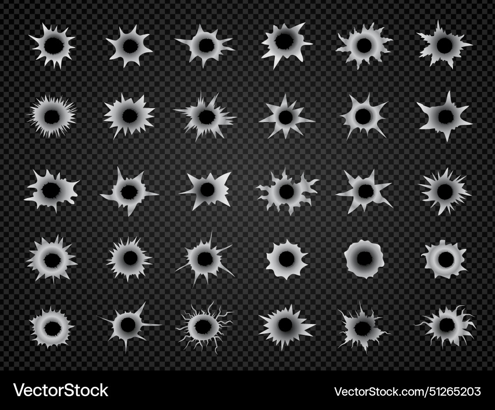 Gunshot holes damaged broken dots from bullets Vector Image