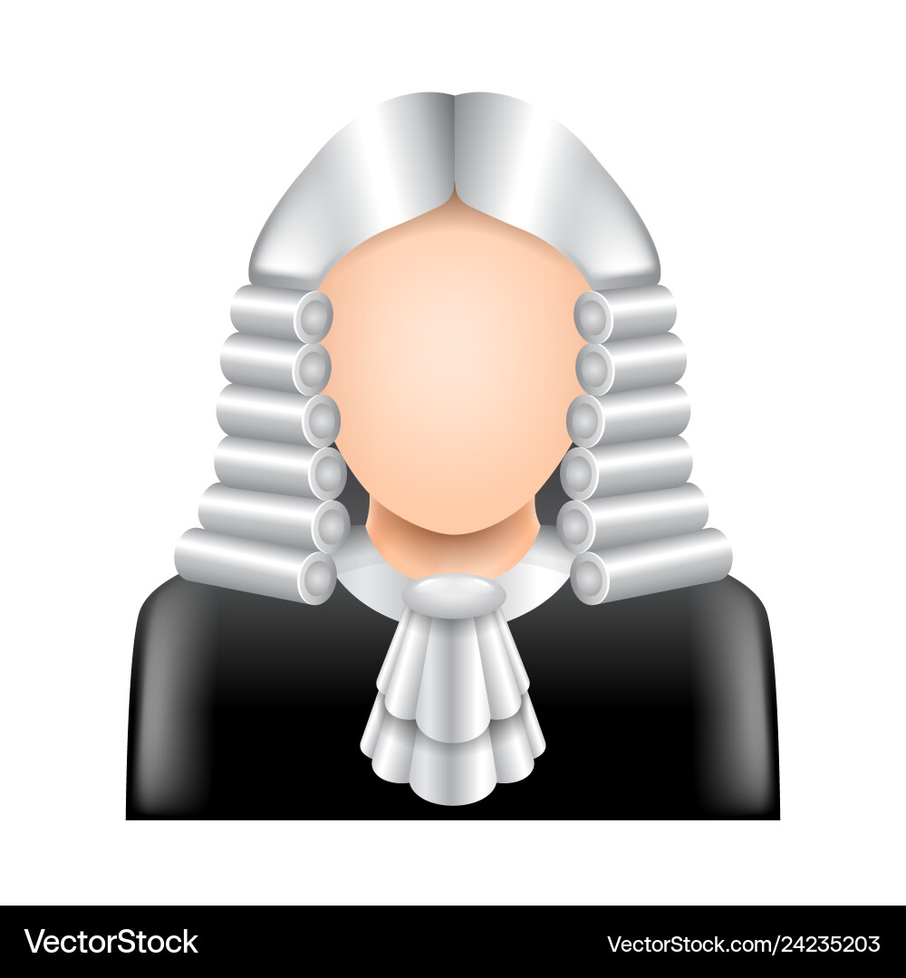 Judge wig isolated on white Royalty Free Vector Image