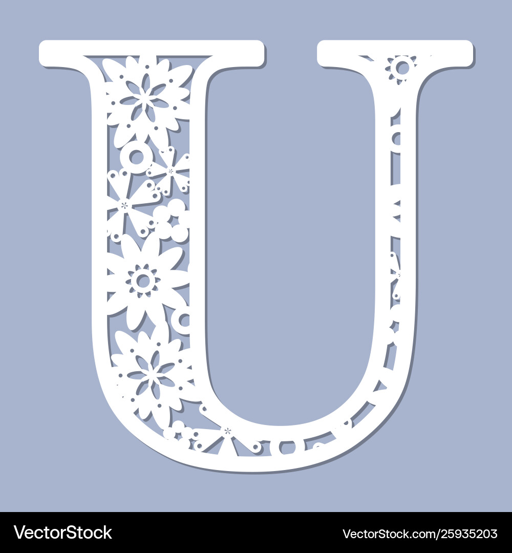 Laser cutting pattern letter u Royalty Free Vector Image