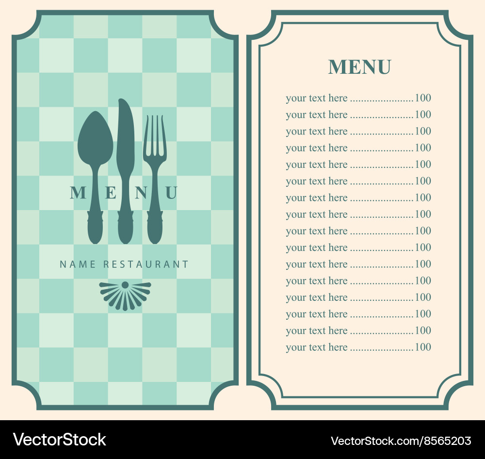 Menu template with cutlery Royalty Free Vector Image