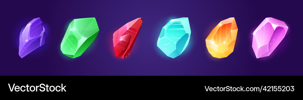 Precious gemstones color crystal stones Royalty Free Vector