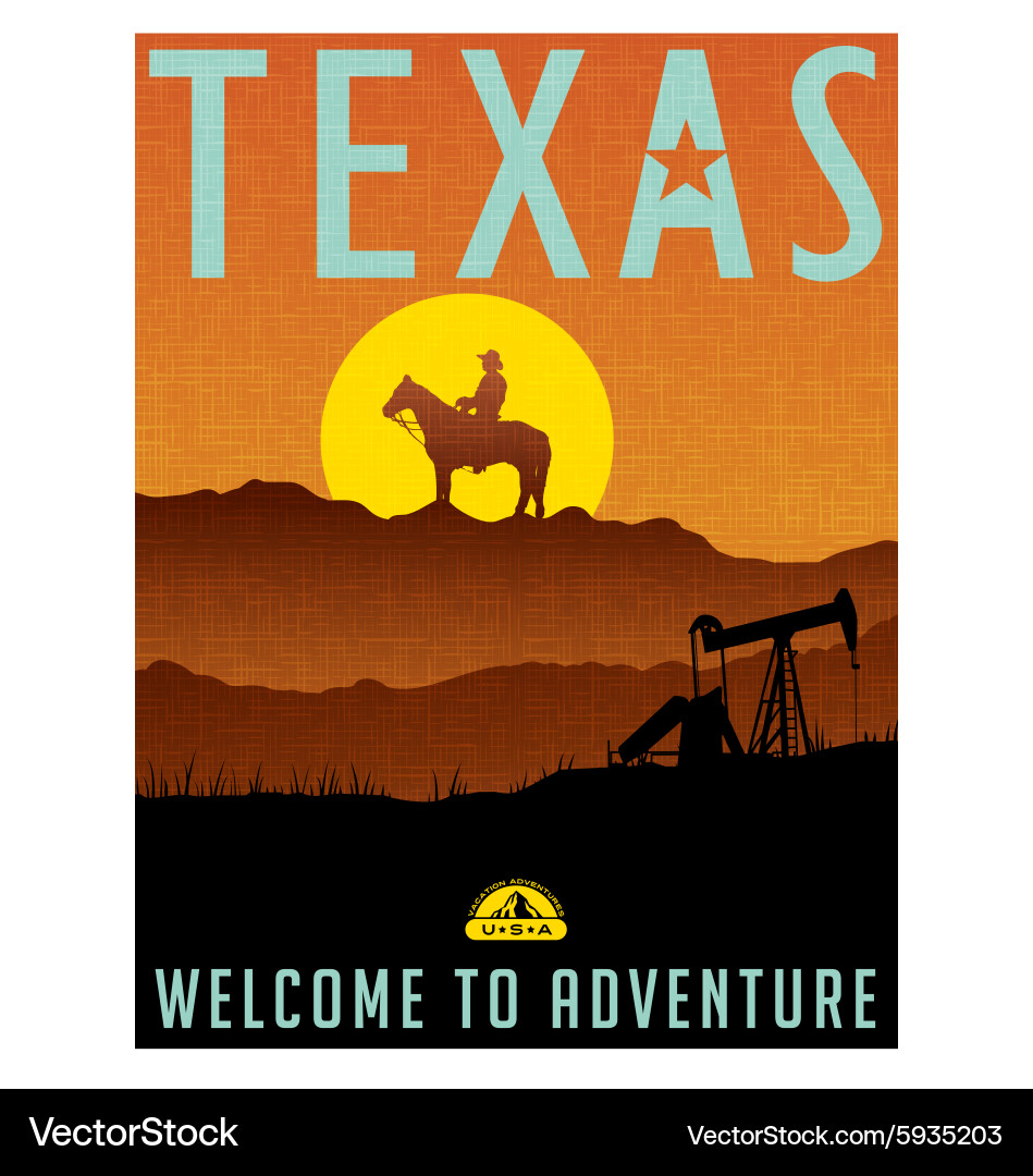 Retro travel poster for texas Royalty Free Vector Image