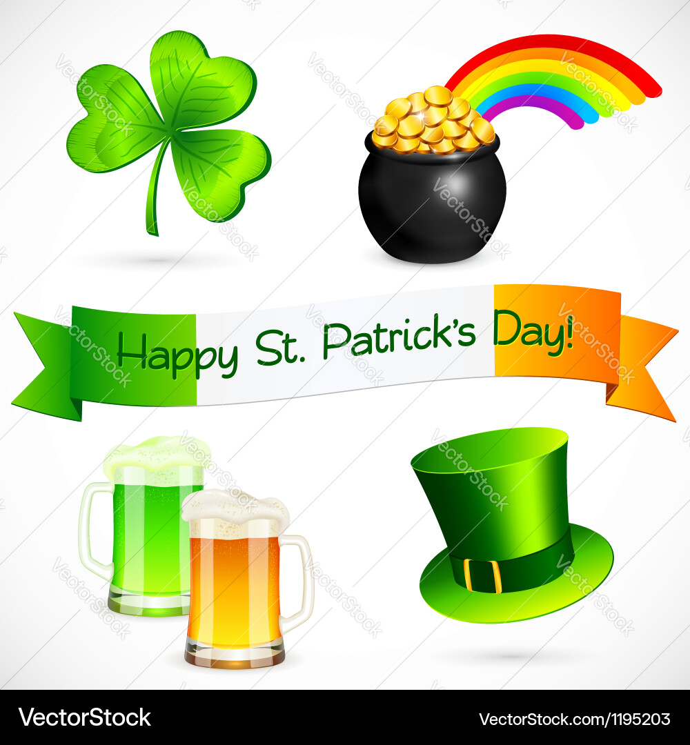 Saint patricks day design elements set Royalty Free Vector