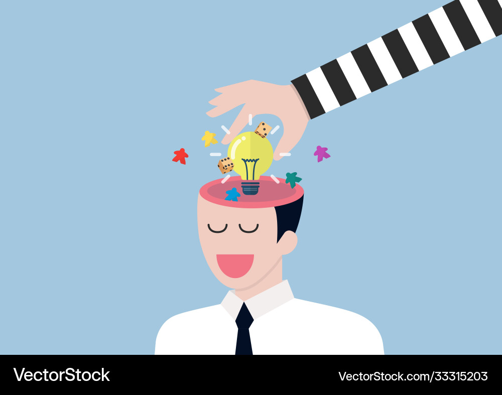 Thief stealing idea from a businessman head Vector Image