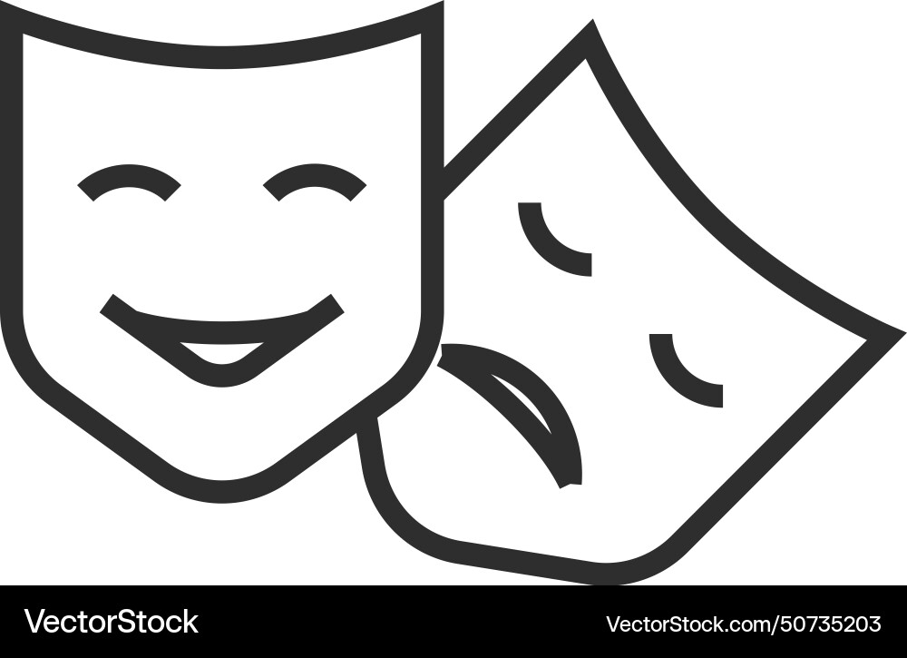 Tragedy and comedy masks linear icon theater Vector Image