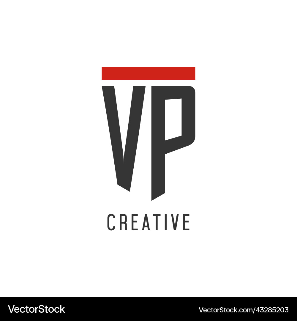 Vp initial esport logo with simple shield design Vector Image