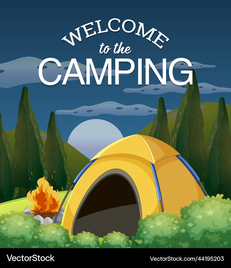 Welcome to the camping poster design Royalty Free Vector