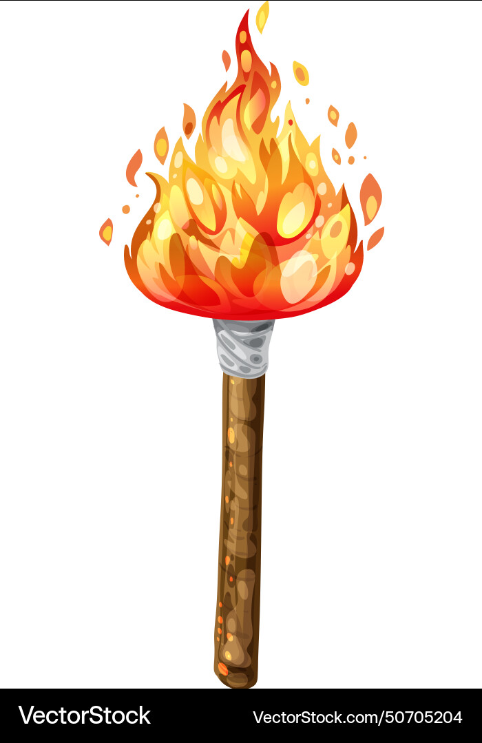 A lit torch with fire Royalty Free Vector Image