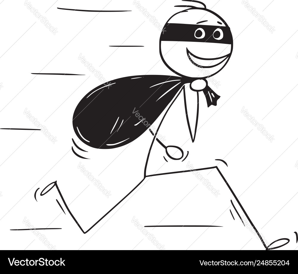 Cartoon Thief Running with Loot Royalty Free Vector Image