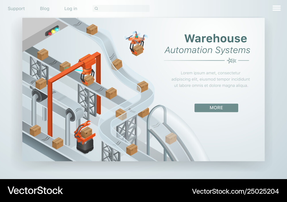 Cartoon warehouse automation system Royalty Free Vector