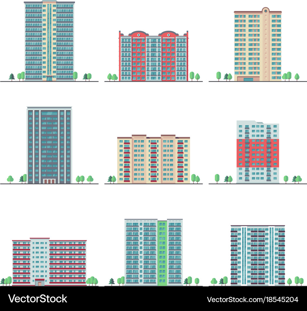 City Apartment Buildings Royalty Free Vector Image