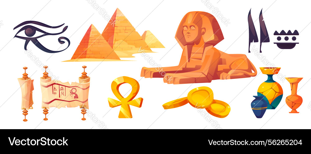 Egyptian ancient history symbols assets Royalty Free Vector