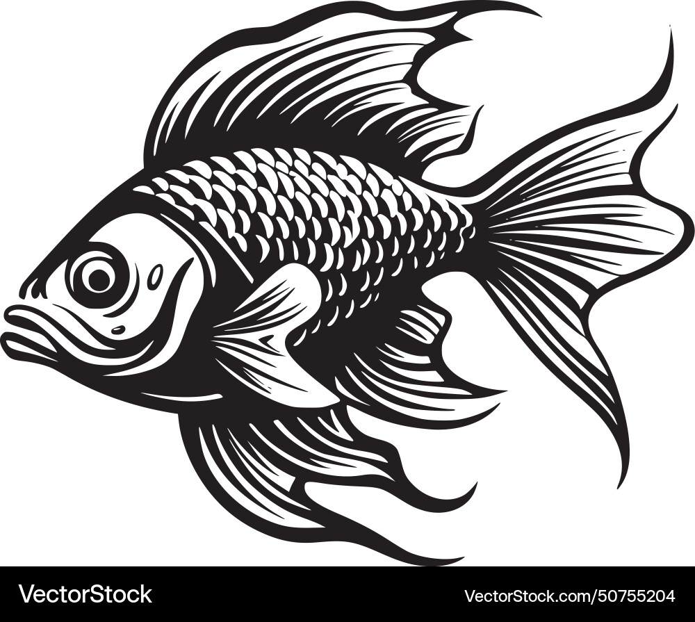 Fish - black and white Royalty Free Vector Image