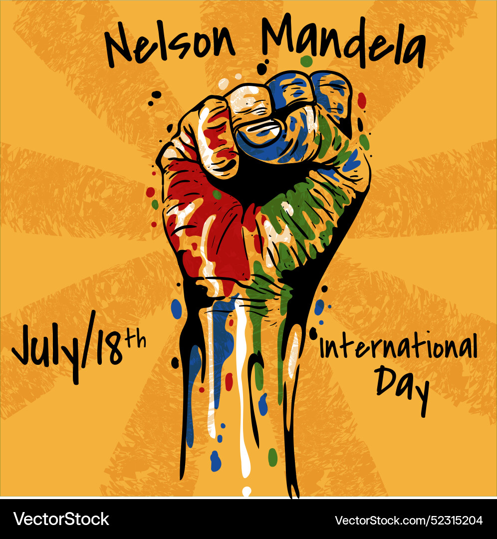 Flat nelson mandela international day Royalty Free Vector