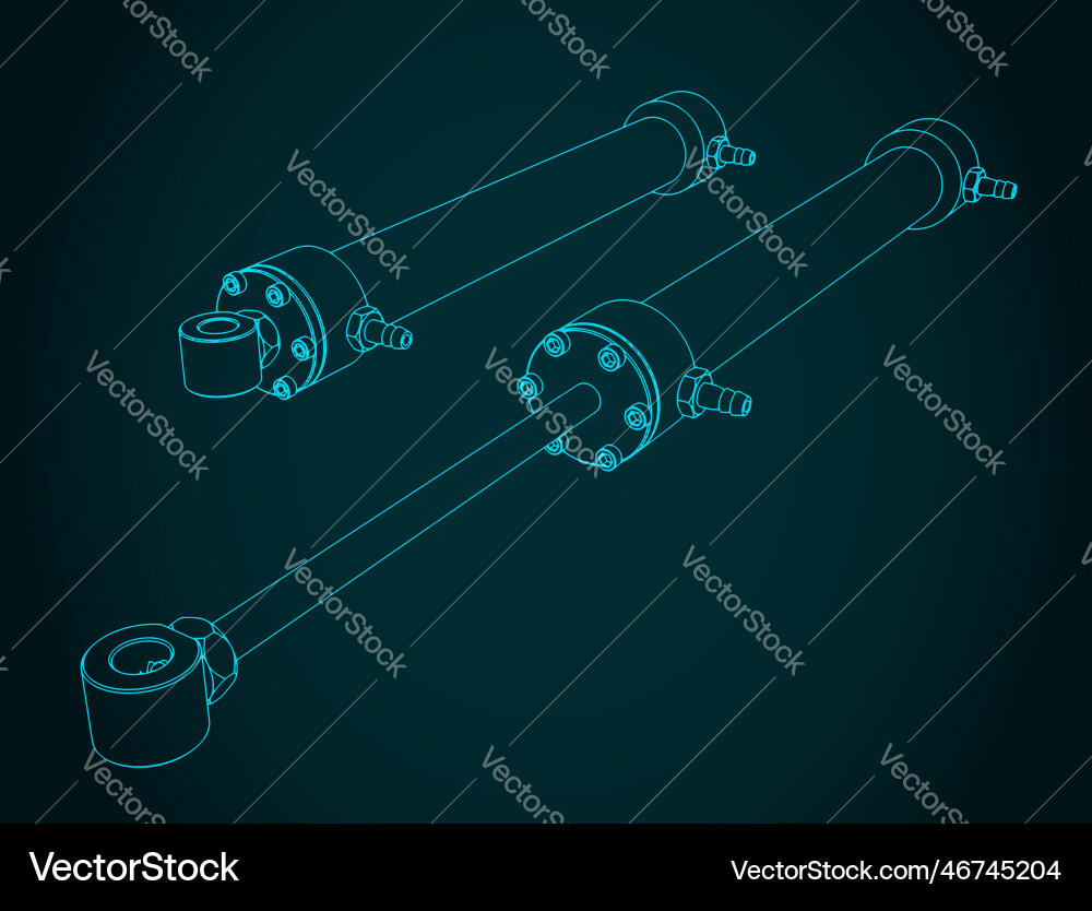 Hydraulic Cylinder Blueprint Royalty Free Vector Image