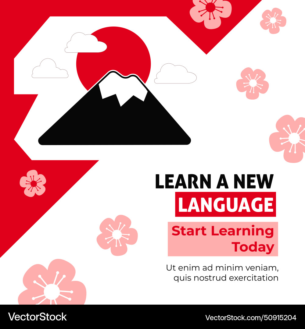 Learn new language start today courses or lessons Vector Image
