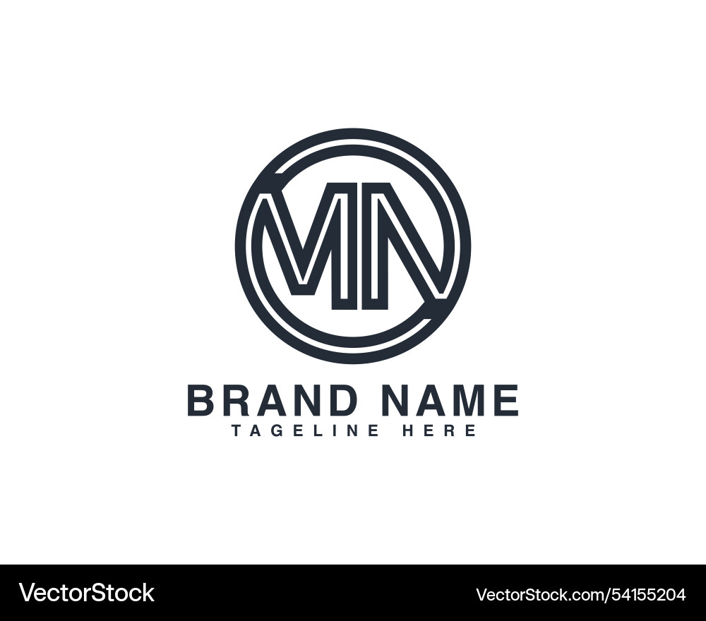 Monogram round style mn nm letters logo design Vector Image